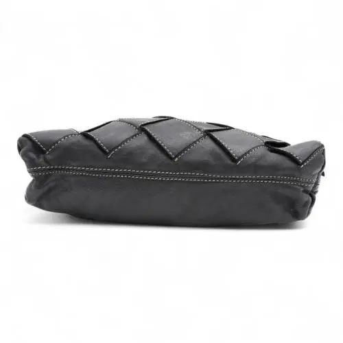 BOLSA NOVA HANDBAGS Bolsa Nova Greta Woven Leather Clutch With Shoulder Strap - Black