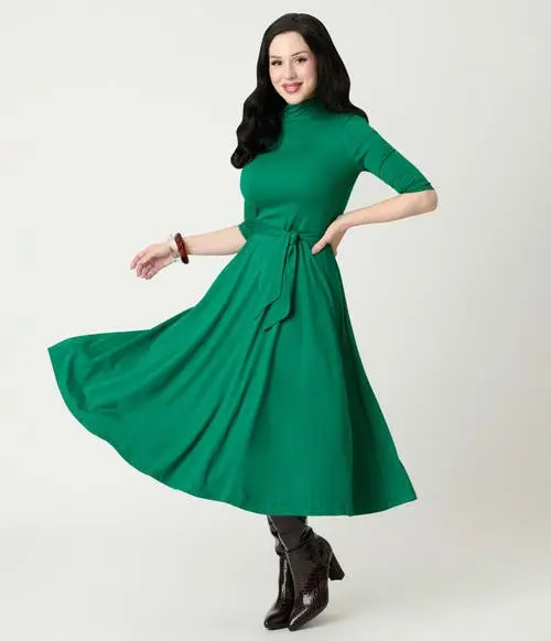 Unique Vintage 1950s Fit-and-flare Midi Dress