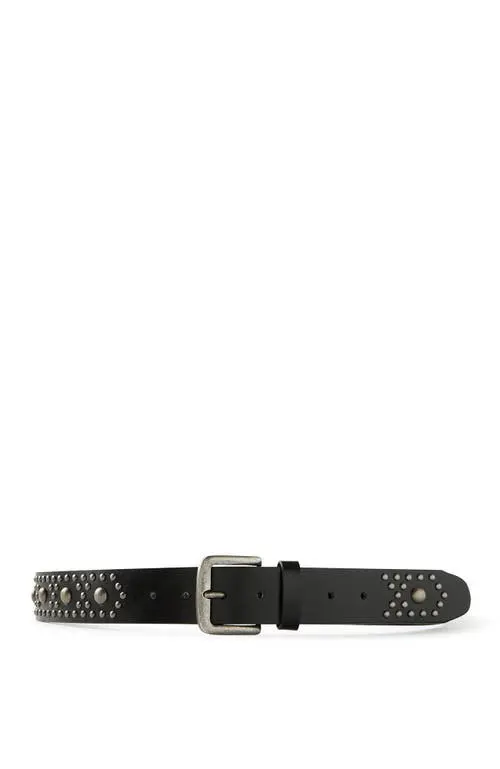 COTTON ON Studded Belt - Black Burnished Silver