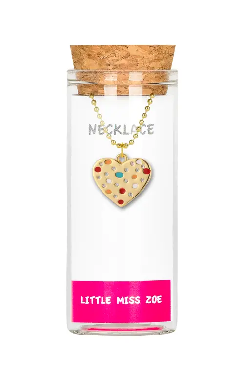 LITTLE MISS ZOE Dotted Heart Charm Necklace - Gold