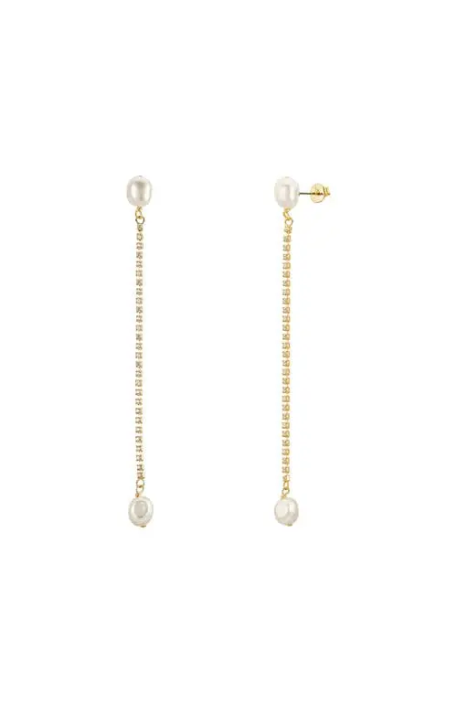 UNTAMED PETALS Sarah Crystal And Pearl Drop Earrings - Gold