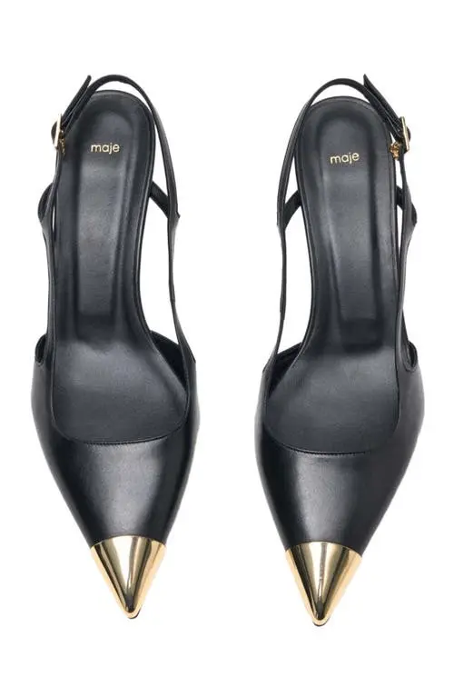 Maje Smooth Leather Slingback Pumps