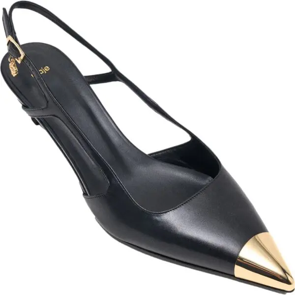 Maje Smooth Leather Slingback Pumps - Black
