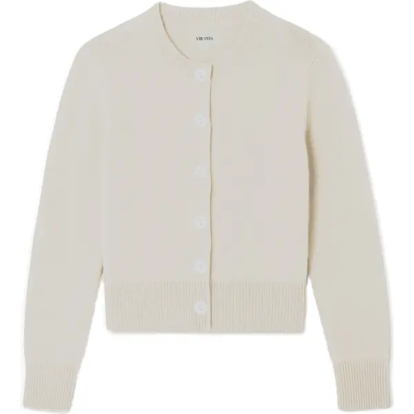 VIR VITA Cashmere Button-up Cardigan - Bone