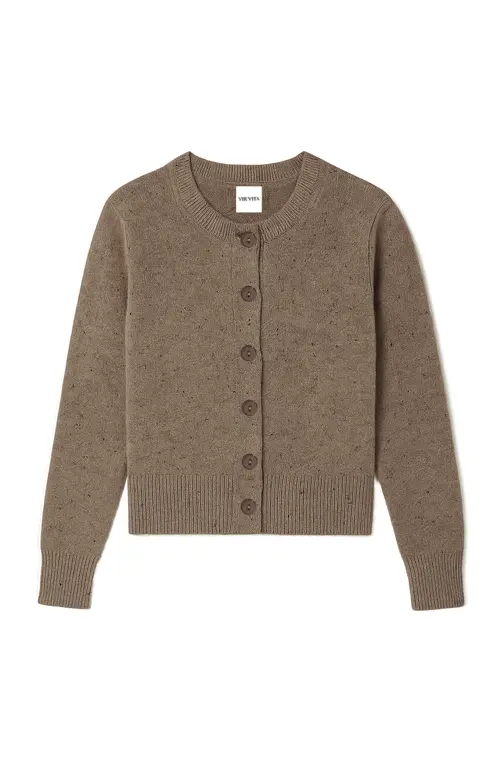 VIR VITA Cashmere Button-up Cardigan - Walnut
