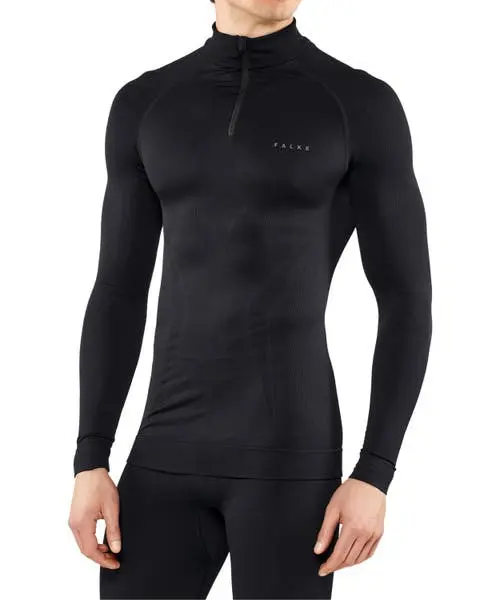 Falke Maximum Warm Zip Base Layer Top - Black