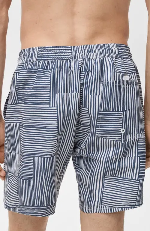 Mango Stripe Print Swim Trunks