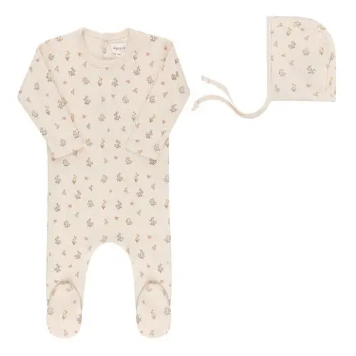 ELY'S & CO. Footie And Bonnet Set - Ivory Girl