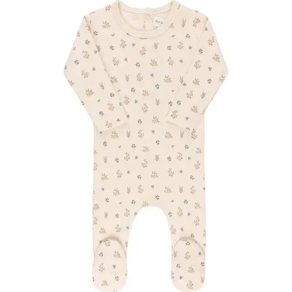 ELY'S & CO. Garden Floral Print Footie - Ivory Boy