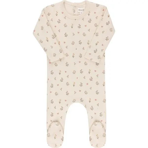 ELY'S & CO. Garden Floral Print Footie - Ivory Girl