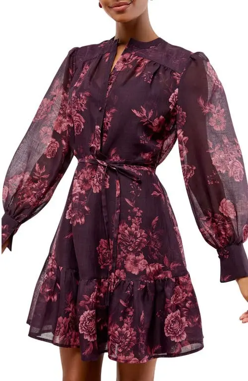 LIPSY Floral Print Long Sleeve Minidress
