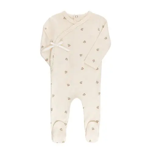 ELY'S & CO. Embroidered Collection Footie - Ivory Tulip