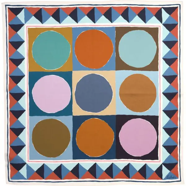 Echo Painted Dots Silk Bandana - Denim Blue