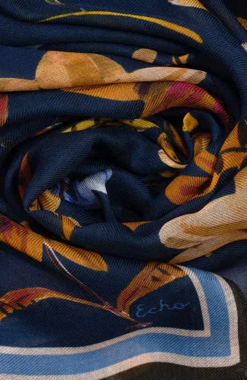 Echo Autumn Floral Wrap - Navy