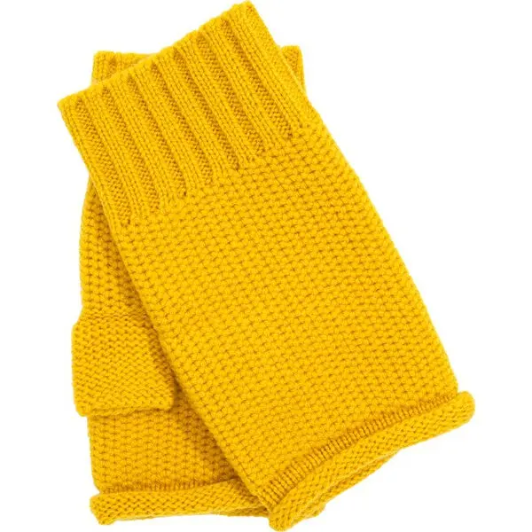 Echo The Crosby Knitted Handwarmers - Yellow Ochre