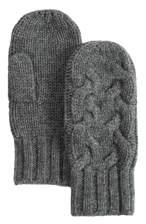 Echo Cable Knit Mittens - Dark Grey