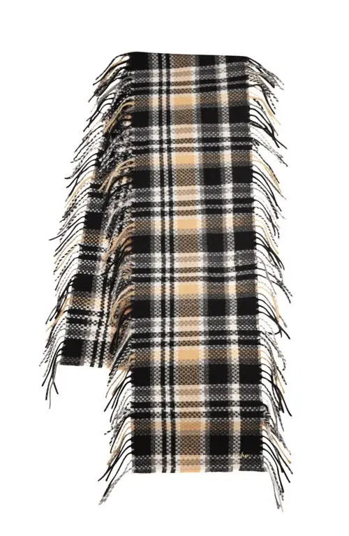 Echo Vintage Plaid Side Fringe - Black