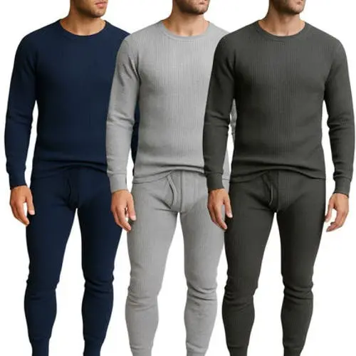 BENBEN 3 Pack Waffle Knit Thermal Loungewear Set - Navy/charcoal/grey