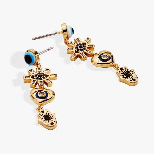 ALEX AND ANI Evil Eye Linear Earrings