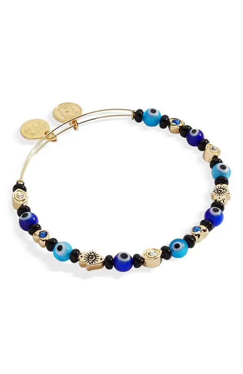 ALEX AND ANI Evil Eye Beaded Bangle Bracelet - Gold Blue