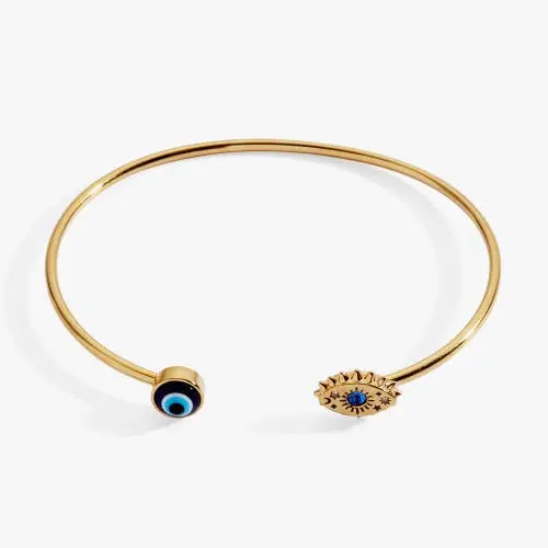 ALEX AND ANI Evil Eye Flex Cuff - Gold Blue