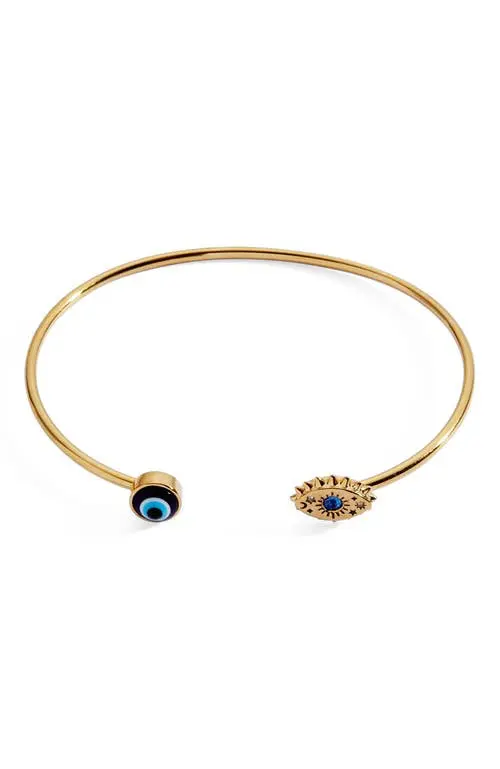 ALEX AND ANI Evil Eye Flex Cuff - Gold Blue