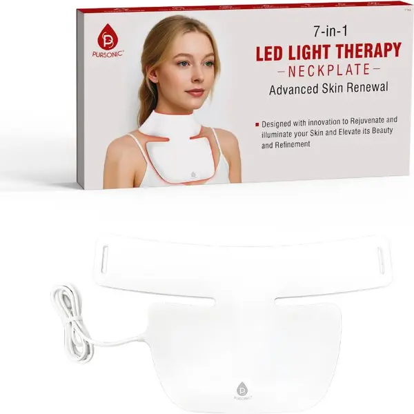 PURSONIC Led Light Therapy Neckplate Rejuvenate Your Neck & Décollet - White