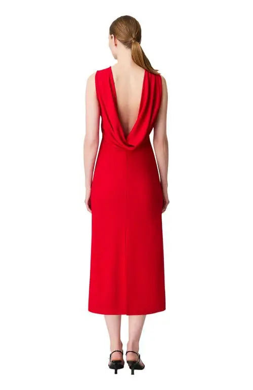 Another Tomorrow Cowl Back Sheath Dress - Scarlet