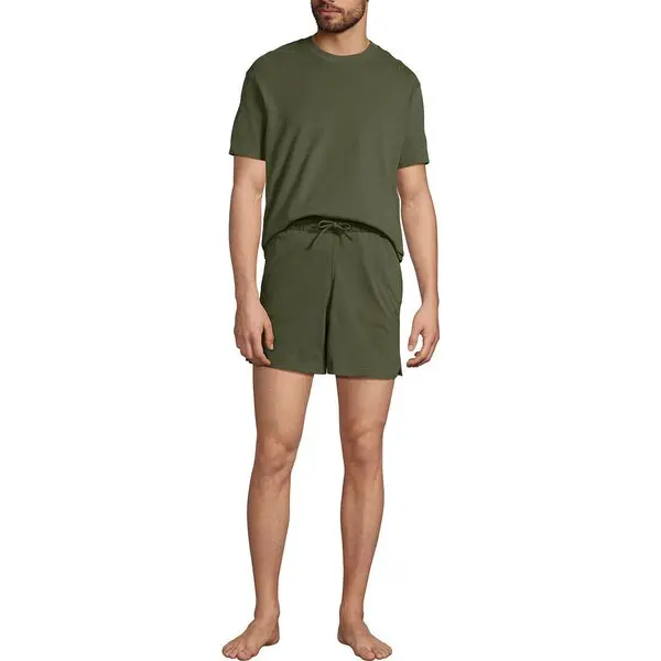 LANDS' END Short Sleeve Knit Jersey Short Sleep Set - River Stone Green