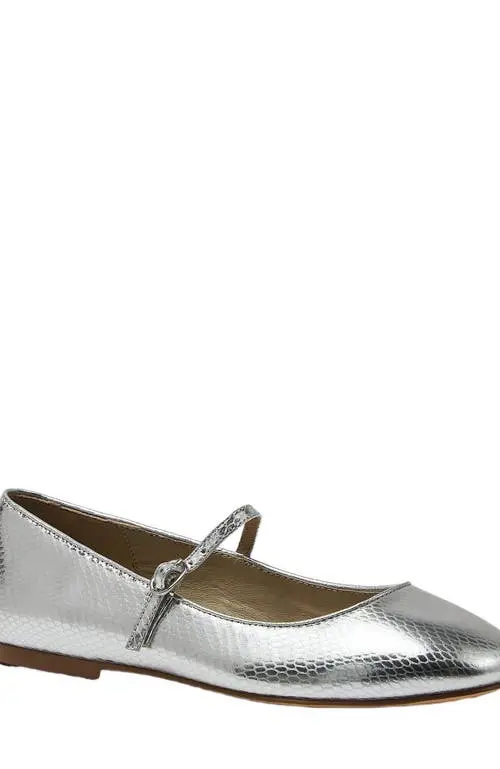LANDS' END Classic Metallic Mary Jane Flats - Silver