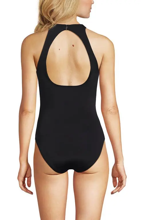 LANDS' END D-cup Tugless High Neck One Piece Swimsuit