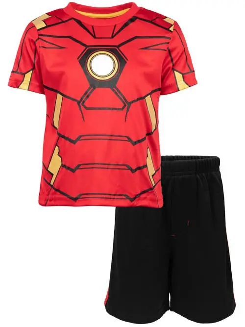 MARVEL Printed T-shirt & Mesh Shorts Set - Iron Man Red Red
