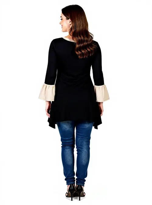 24SEVEN COMFORT APPAREL Maternity Tunic Top Bell Sleeve Hi-low