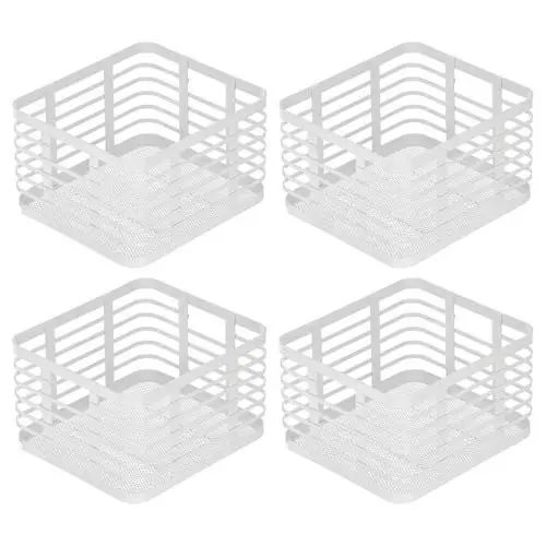 MDESIGN Metal Pantry Basket With Handlesset Of 4 - Matte White