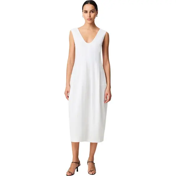 Another Tomorrow Seamed Midi Dress