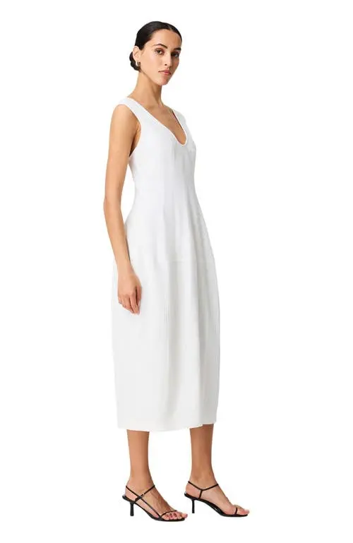 Another Tomorrow Seamed Midi Dress