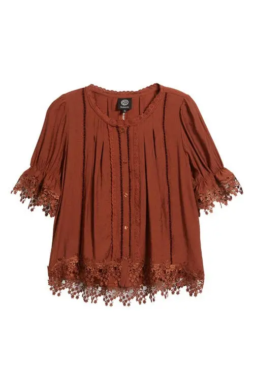 Bobeau Lace Accent Button-up Shirt