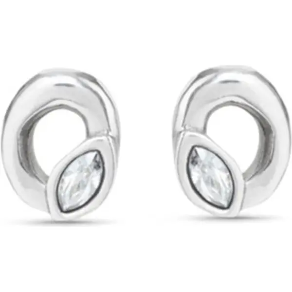 UNODE50 Oval Crystal Stud Earrings - Silver
