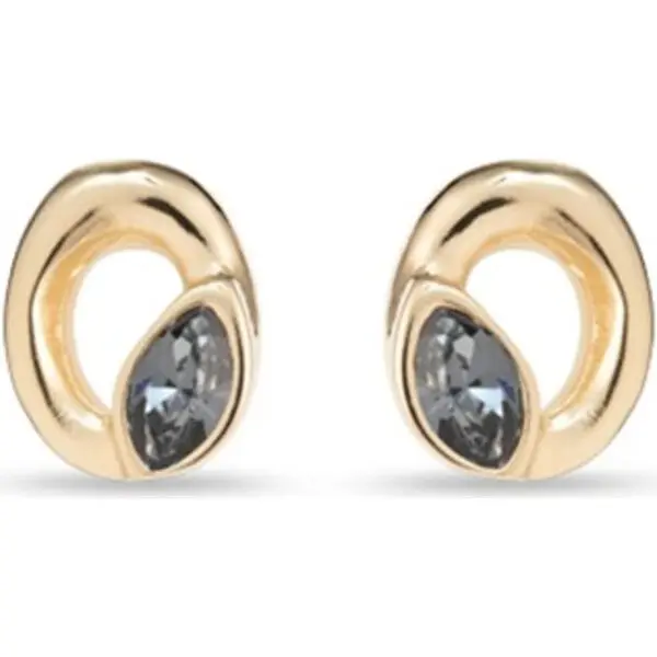 UNODE50 Oval Crystal Stud Earrings - Gold