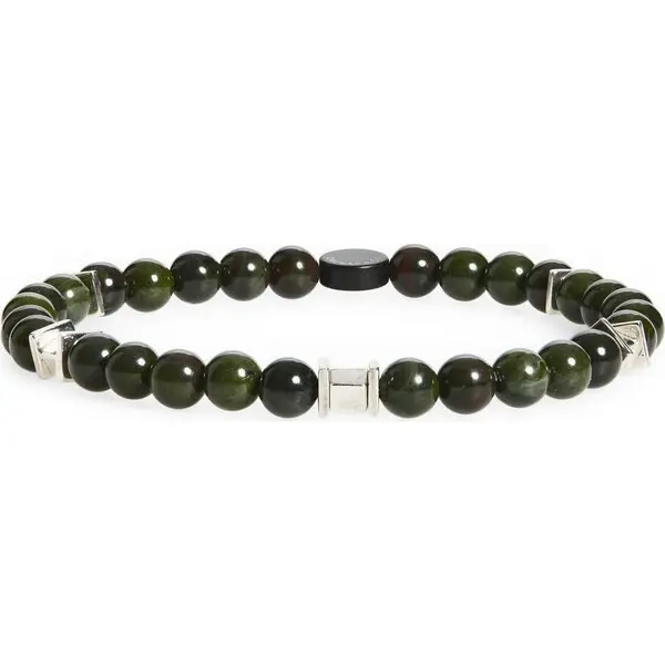 Caputo & Co Square Beaded Stretch Bracelet - Green African Jasper