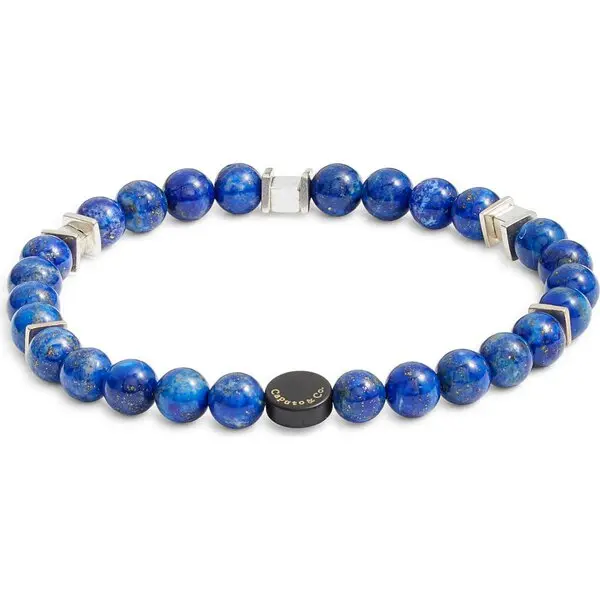 Caputo & Co Square Beaded Stretch Bracelet - Lapis Lazuli