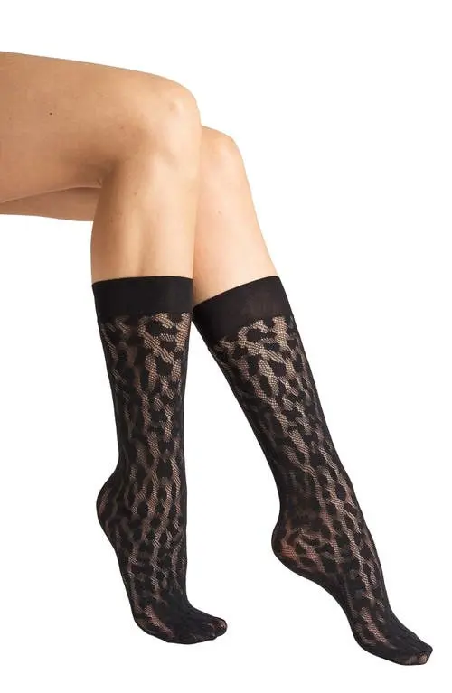 Wolford Reptile Knit High Socks - Black