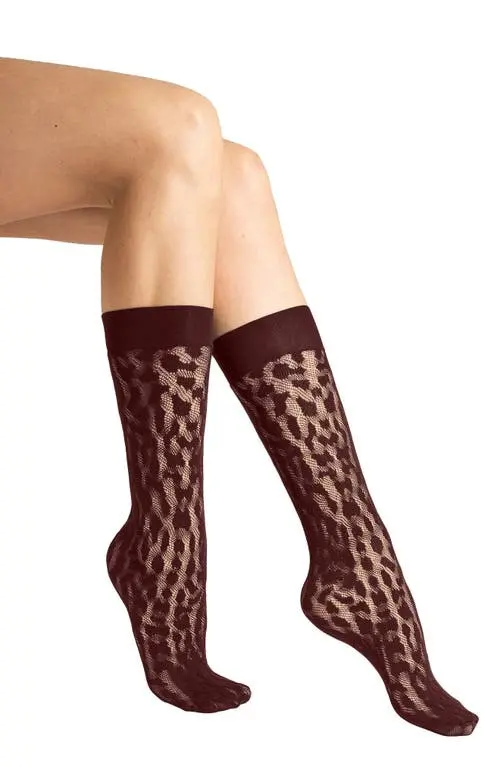 Wolford Reptile Knit High Socks - Mahogany