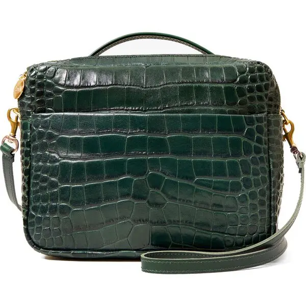Clare V. Mirabel Croc Embossed Leather Crossbody Bag