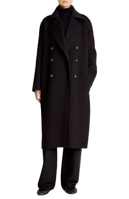 Vince Double-breasted Wool Blend Coat - Black