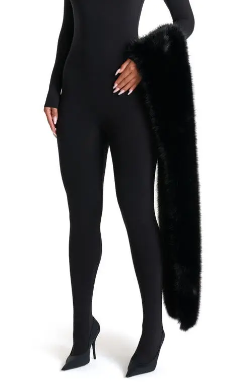 Naked Wardrobe Faux Fur Shawl - Black