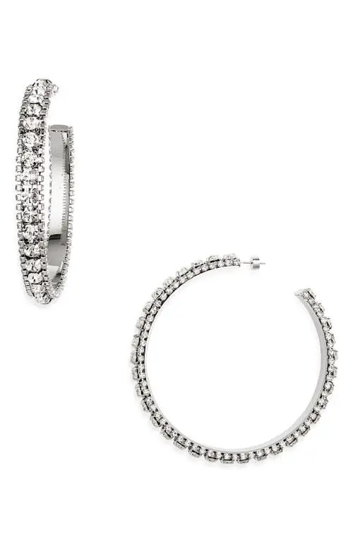 AREA Large Crystal Hoop Earrings - Clear Crystal/silver