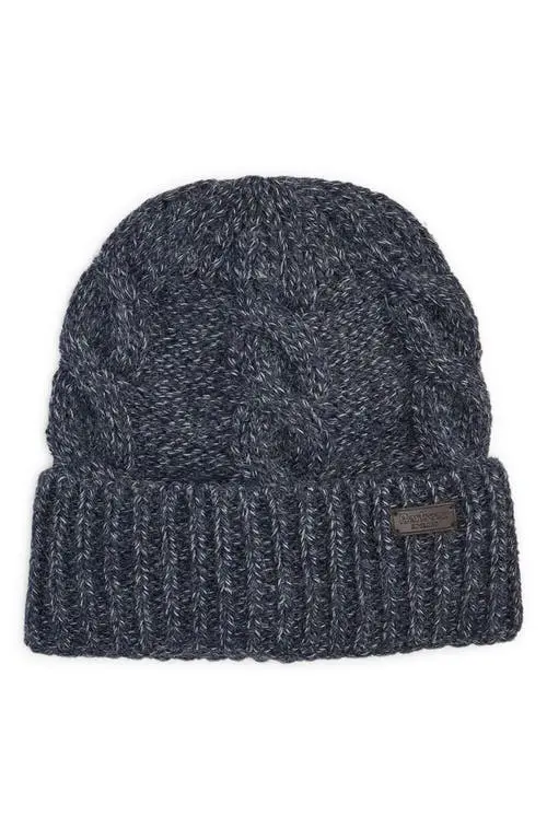 Barbour Jesmond Cable Stitch Beanie And Scarf Set - Navy