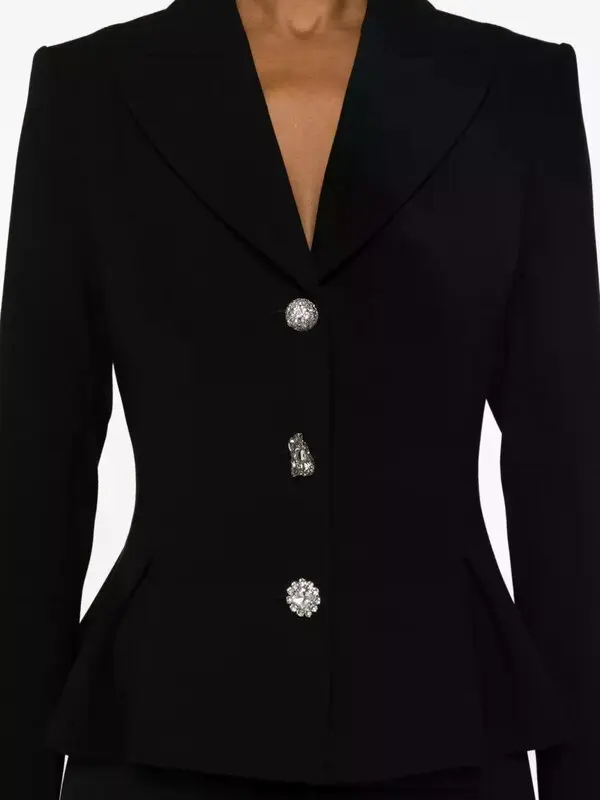 NISSA Crystal-embellished Single-breasted Blazer - Black