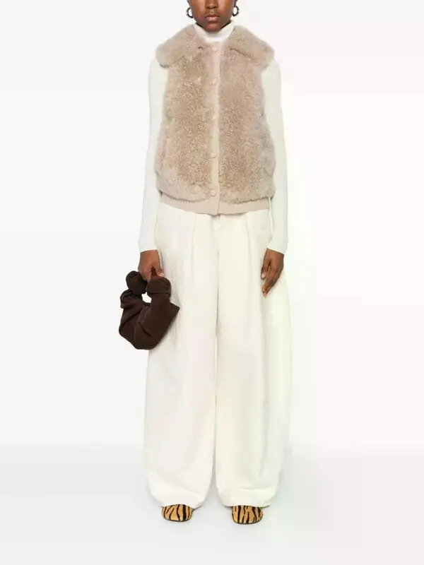 YVES SALOMON Textured Gilet - Neutrals
